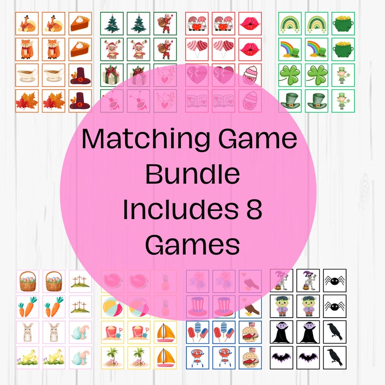 Matching Game Bundle Printable (includes 8 Matching Games) - Etsy