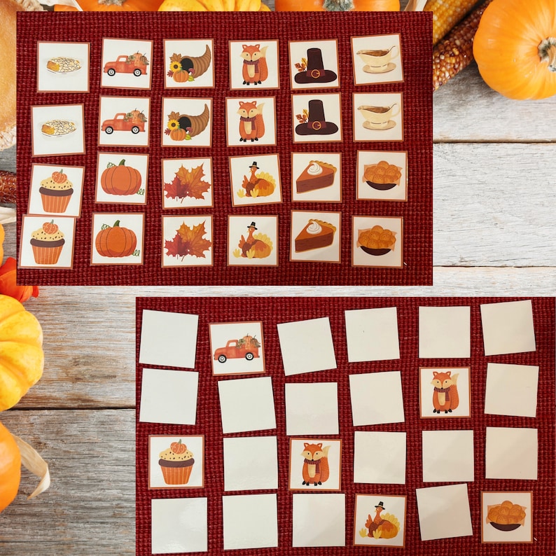 Thanksgiving Matching Game Printable - Etsy