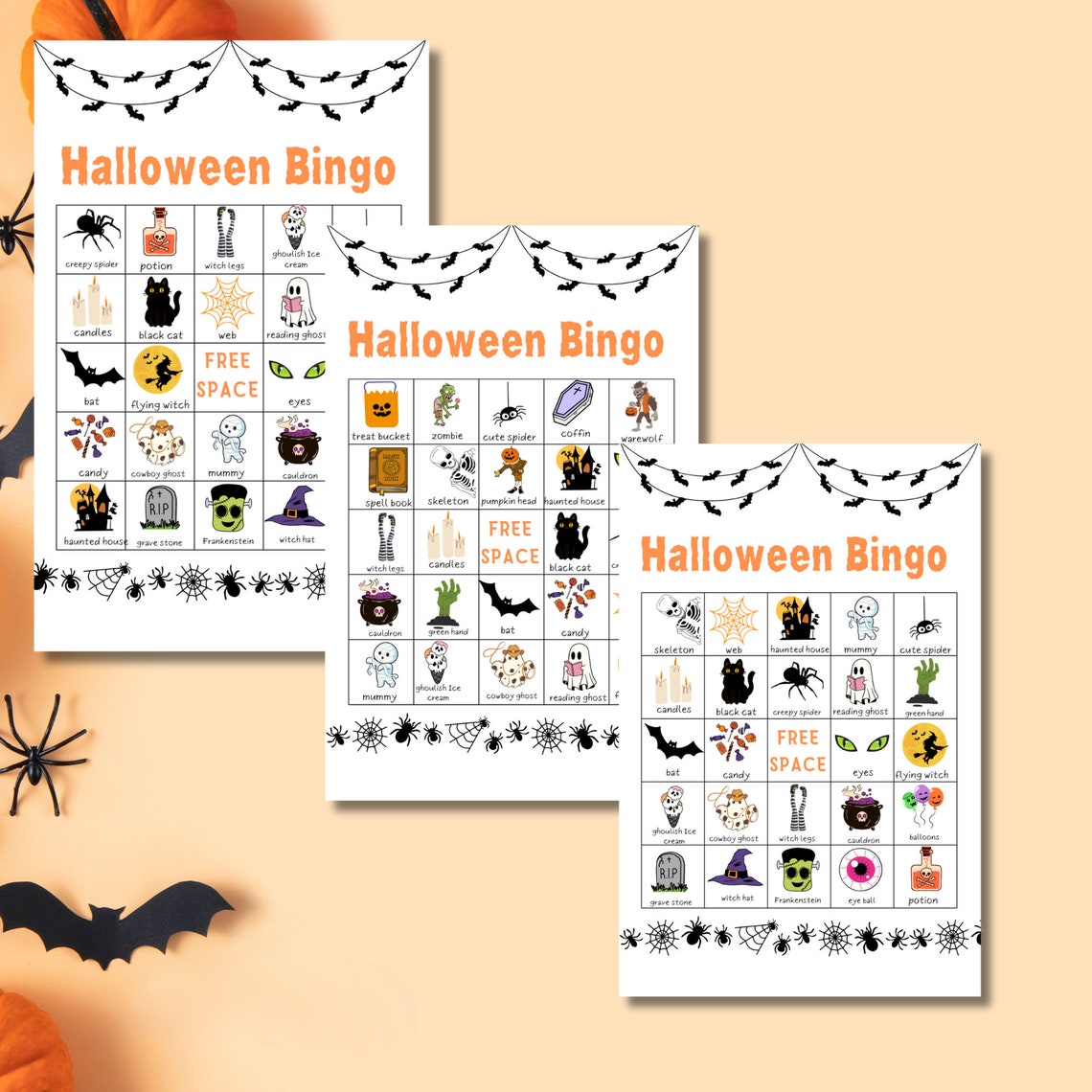 Halloween Bingo Digital Download | Halloween Party Games | Halloween ...