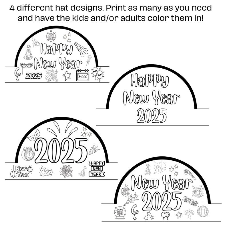 4 Kids New Years Eve Party Hats Printable Kids New Years Eve Hats Kids ...