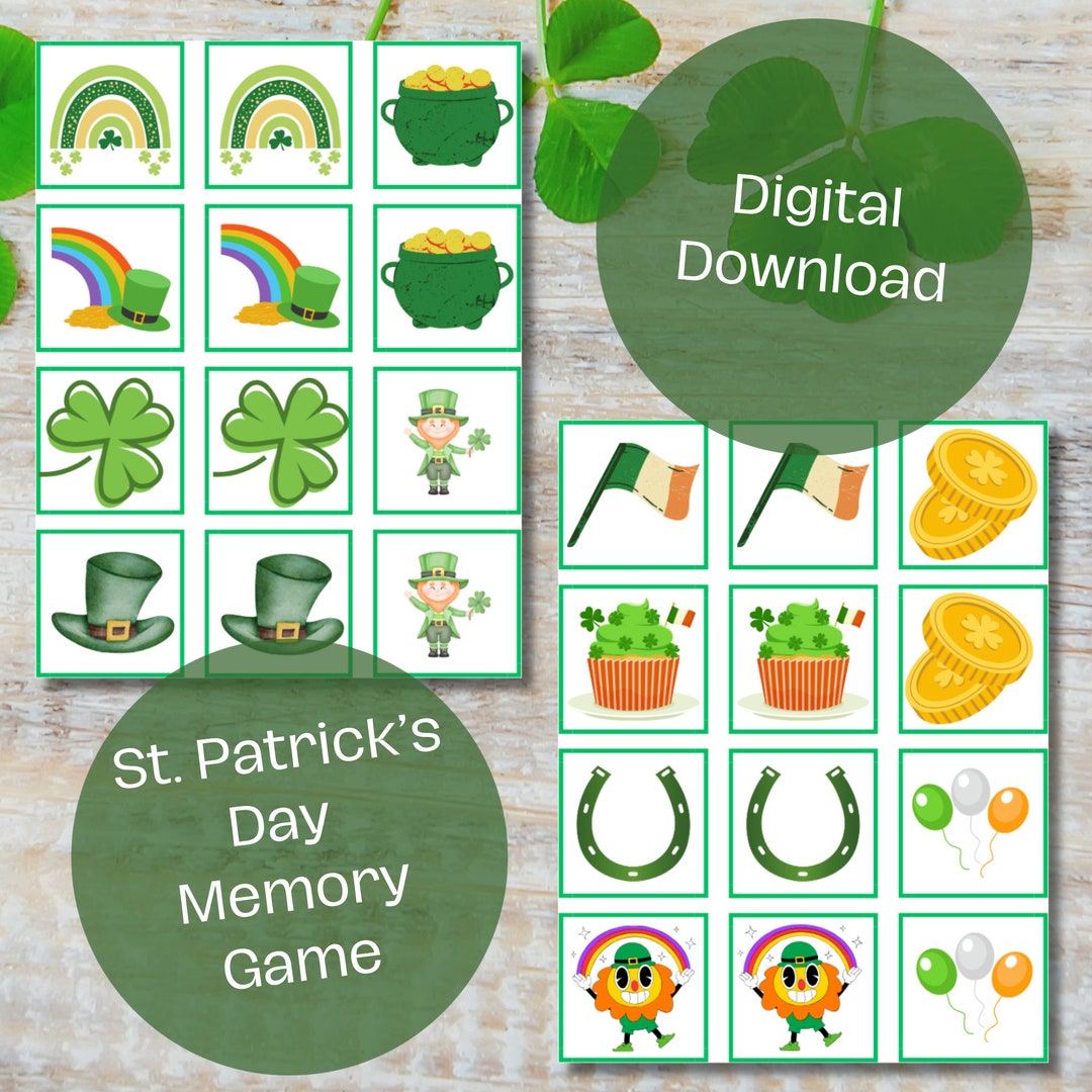 St. Patrick's Day Memory Game Printable - Etsy