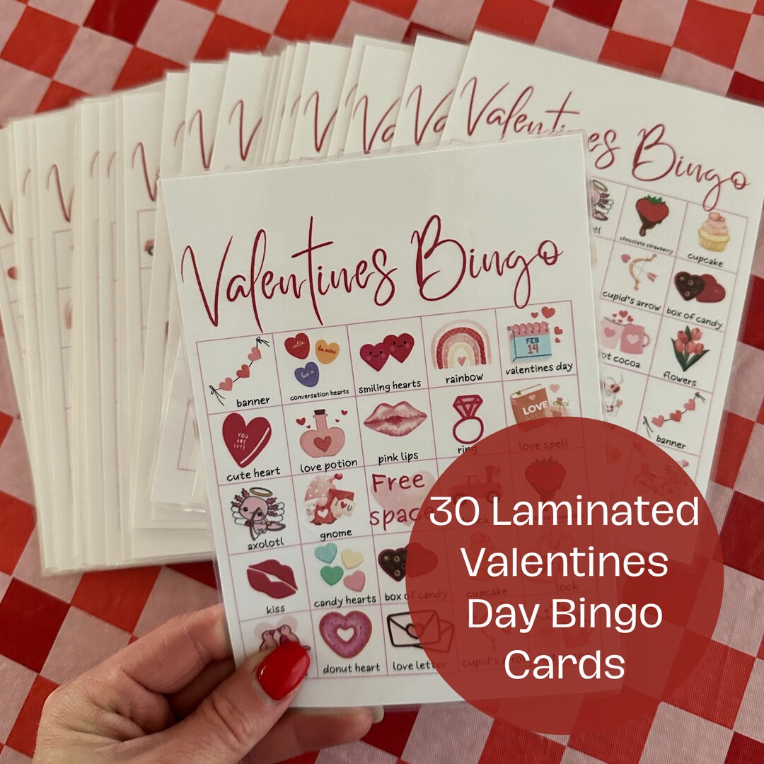 Valentines Day Laminated Bingo | Valentines Activity - Etsy