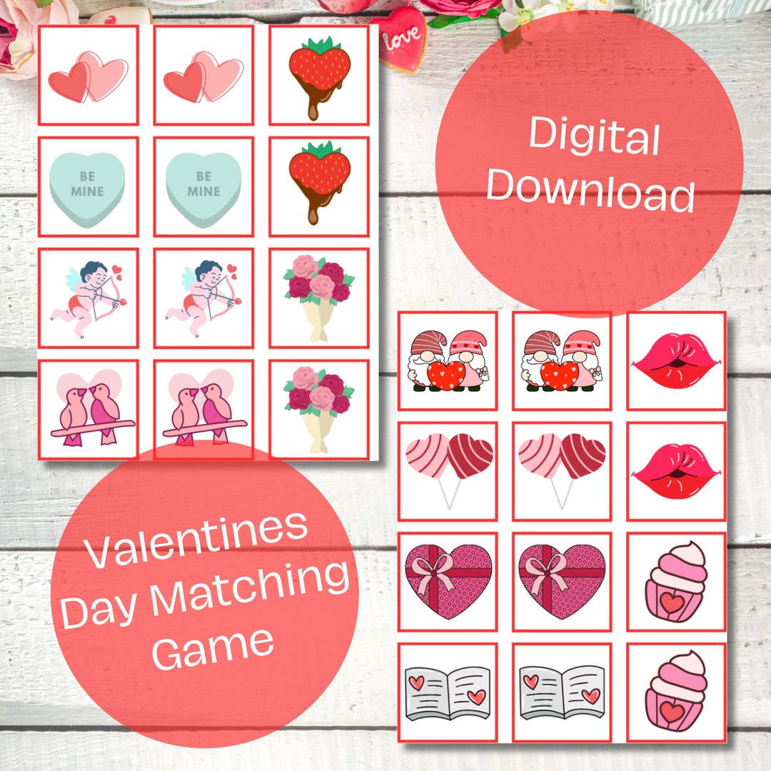 Valentines Day Matching Game Printable | Valentines Day Game | Kids ...