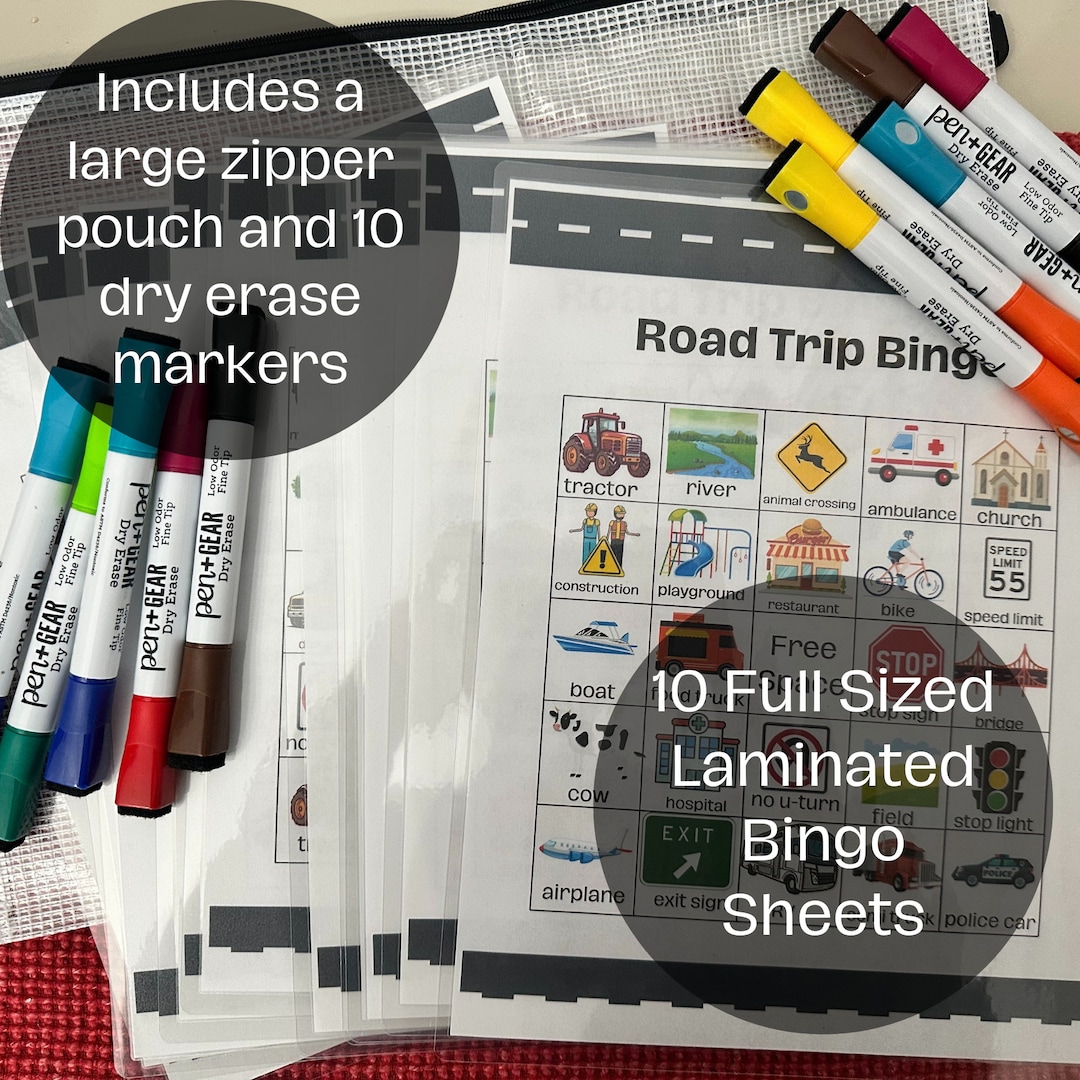 10 Full Sized Laminated Car Bingo Cards | Bingo Cards | Laminated Bingo ...