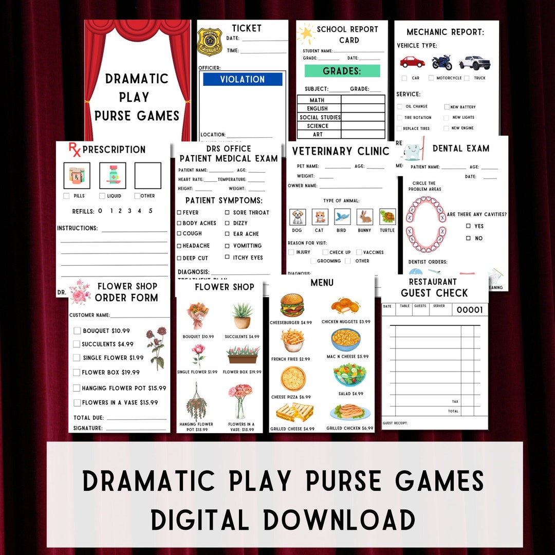 Dramatic Play Purse Games Download | Travel Games | Printable | Kids ...