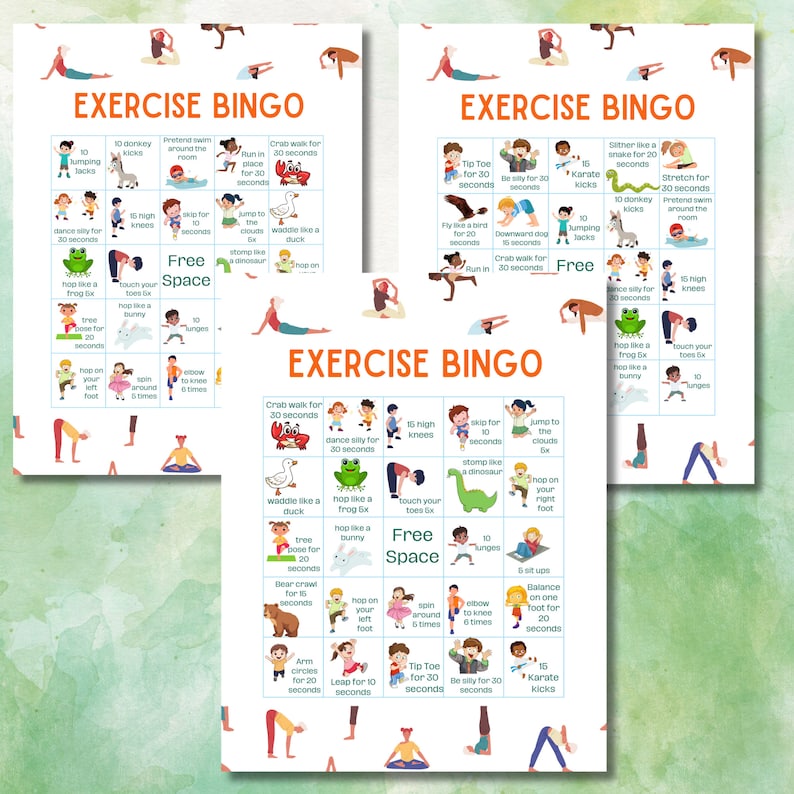 Exercise Bingo Download | Kids Indoor Recess Activity | Classroom ...