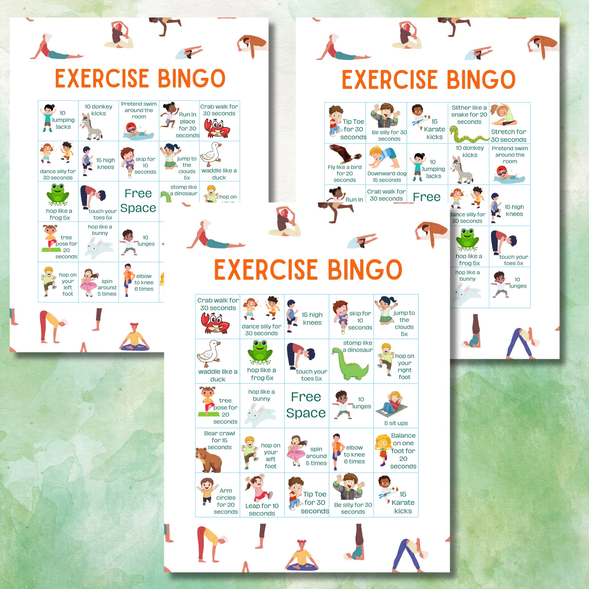 Exercise Bingo Download | Kids Indoor Recess Activity | Classroom ...