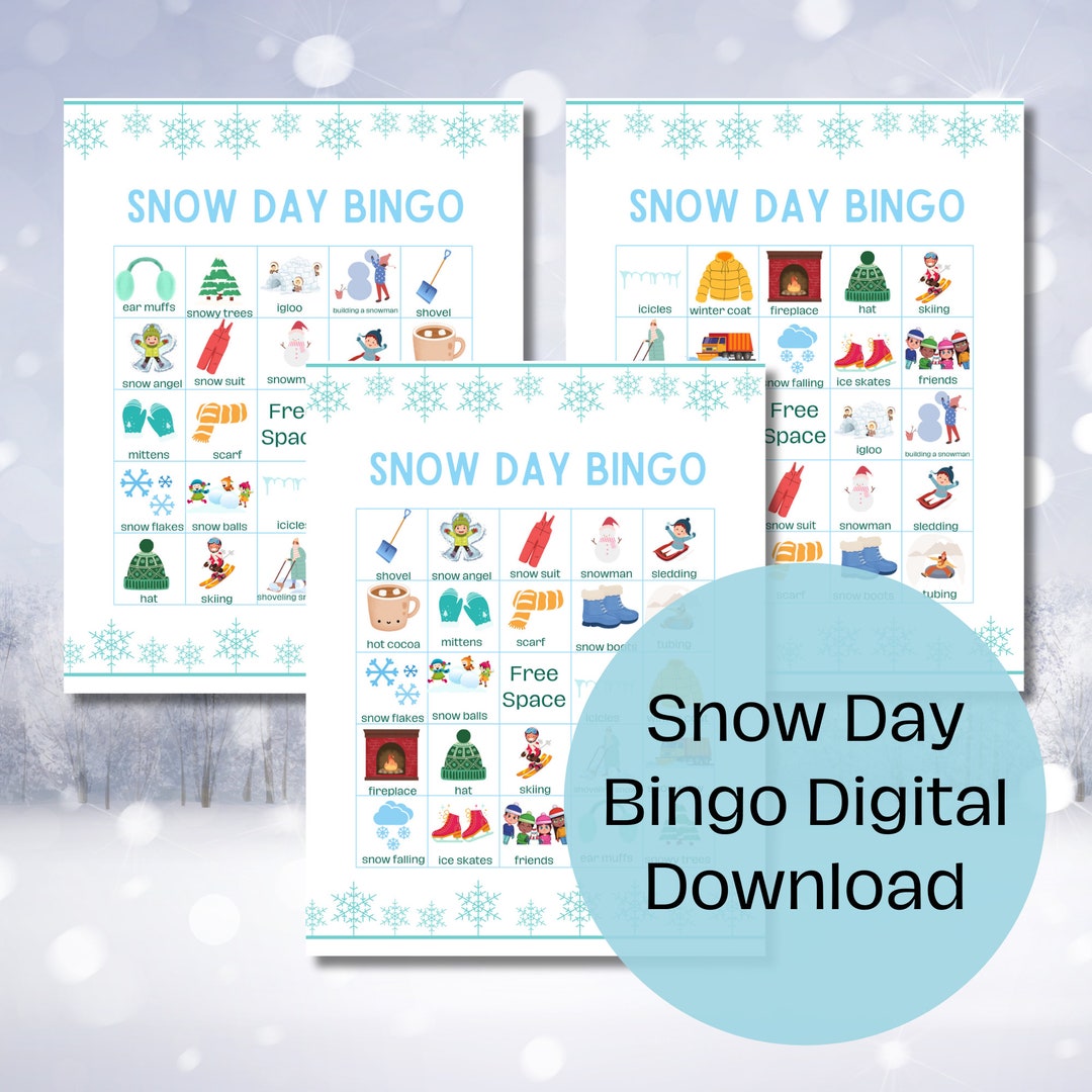 Snow Day Bingo Download | Winter Bingo Cards Download | Snow Day ...