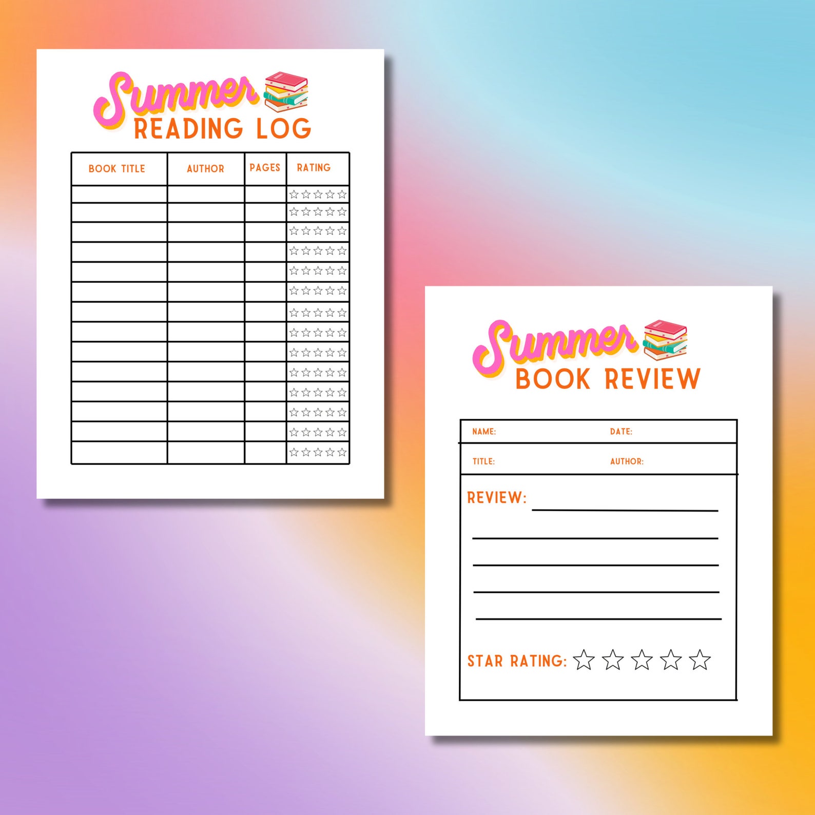 Summer Reading Log Bundle | Digital Download - Etsy