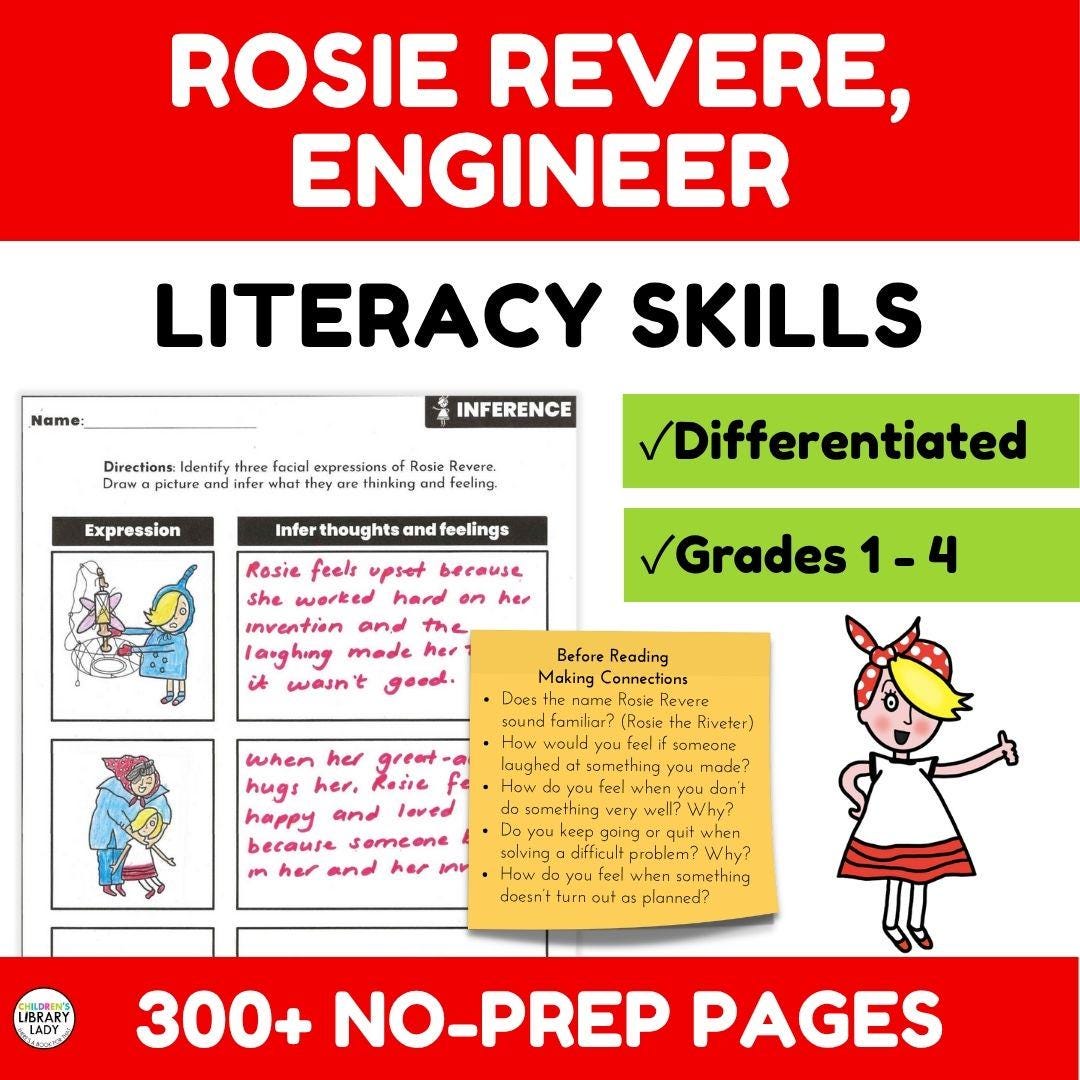 Rosie Revere, Engineer Book Activities - Reading Comprehension ...