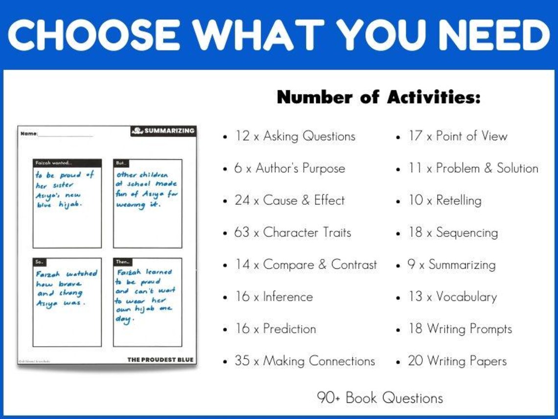 The Proudest Blue Book Activities - Literacy Skills and Story Elements ...