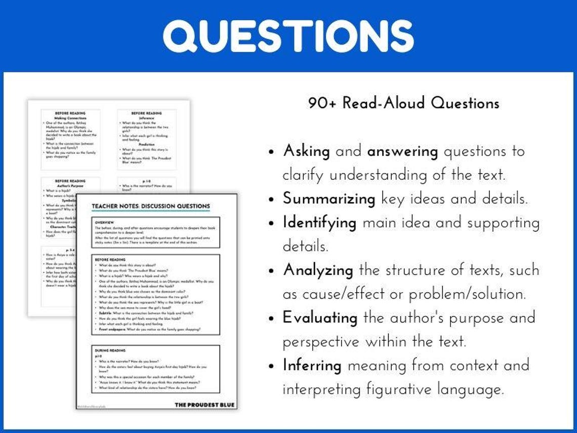 The Proudest Blue Book Activities - Literacy Skills and Story Elements ...