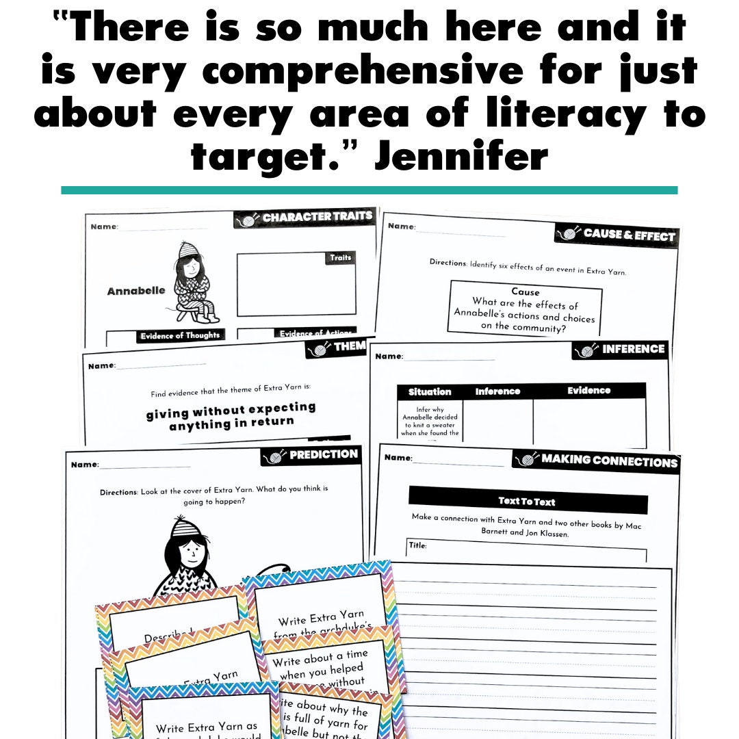 Extra Yarn Activities Literacy Story Elements Picture Book Read Aloud ...