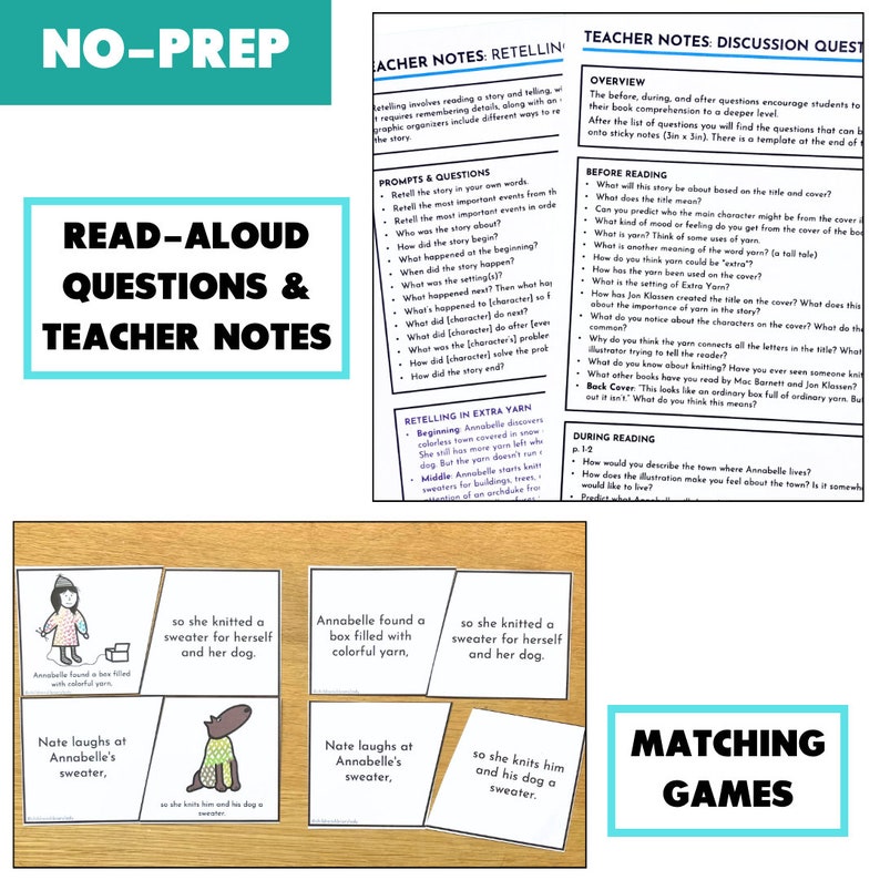 Extra Yarn Activities Literacy Story Elements Picture Book Read Aloud ...