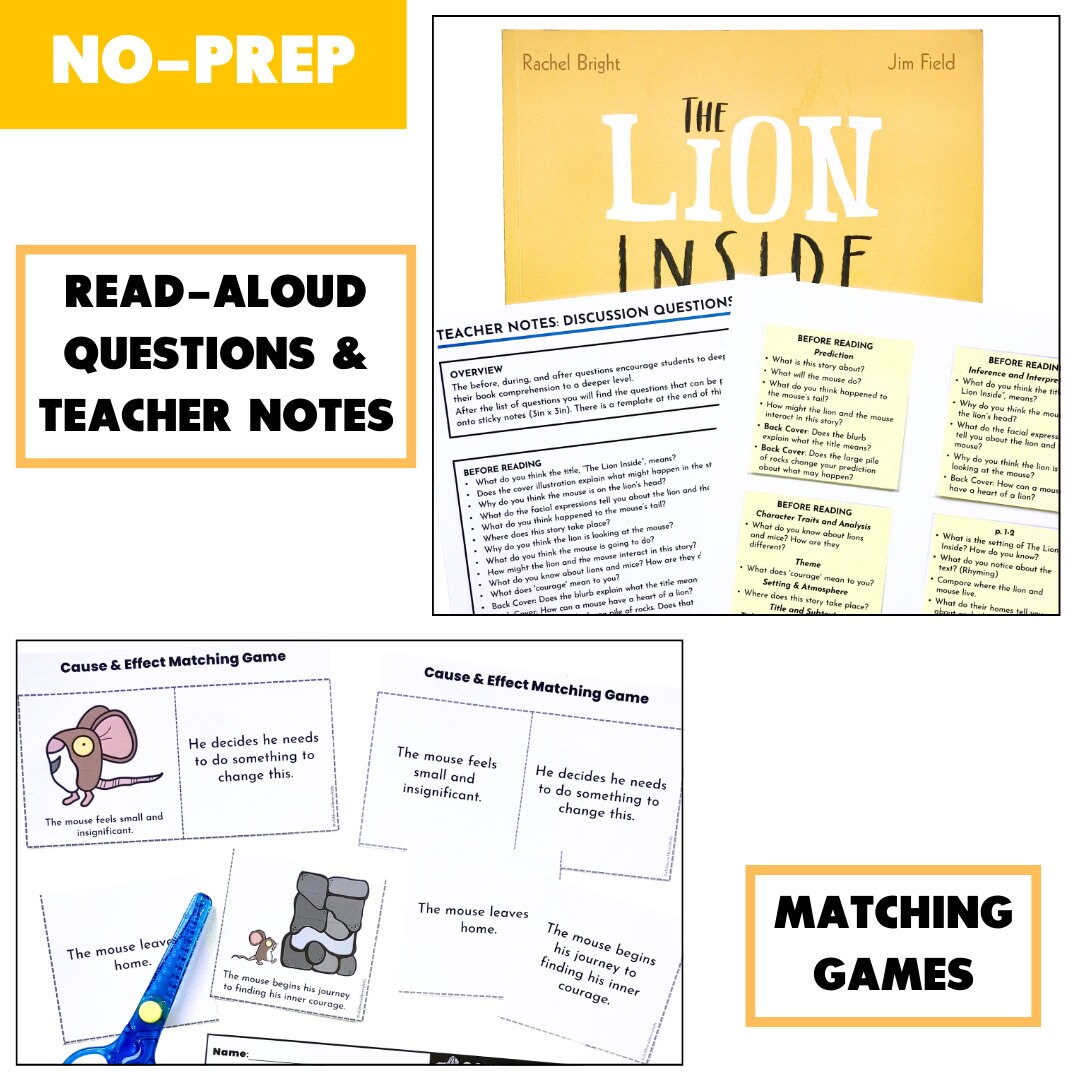 The Lion Inside Activities - Reading Comprehension & Literacy Skills ...