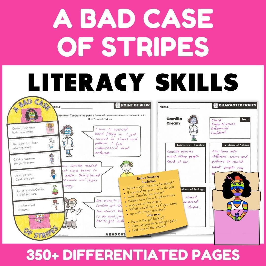 A Bad Case of Stripes Book Activities - Literacy Skills and Story ...