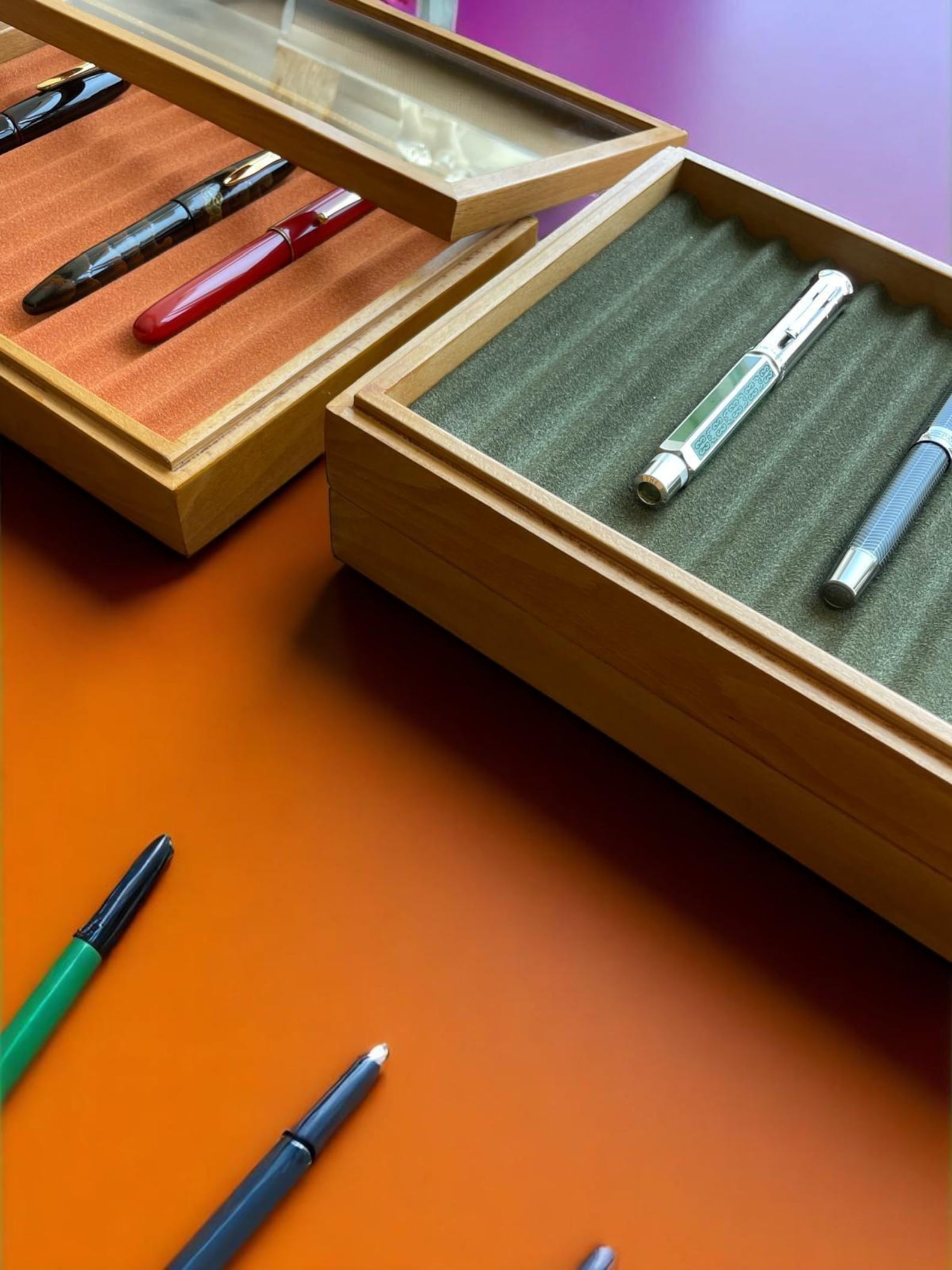 Fountain Pen Display Case, Wooden Pen Storage Box, Luxury Pen Organizer ...