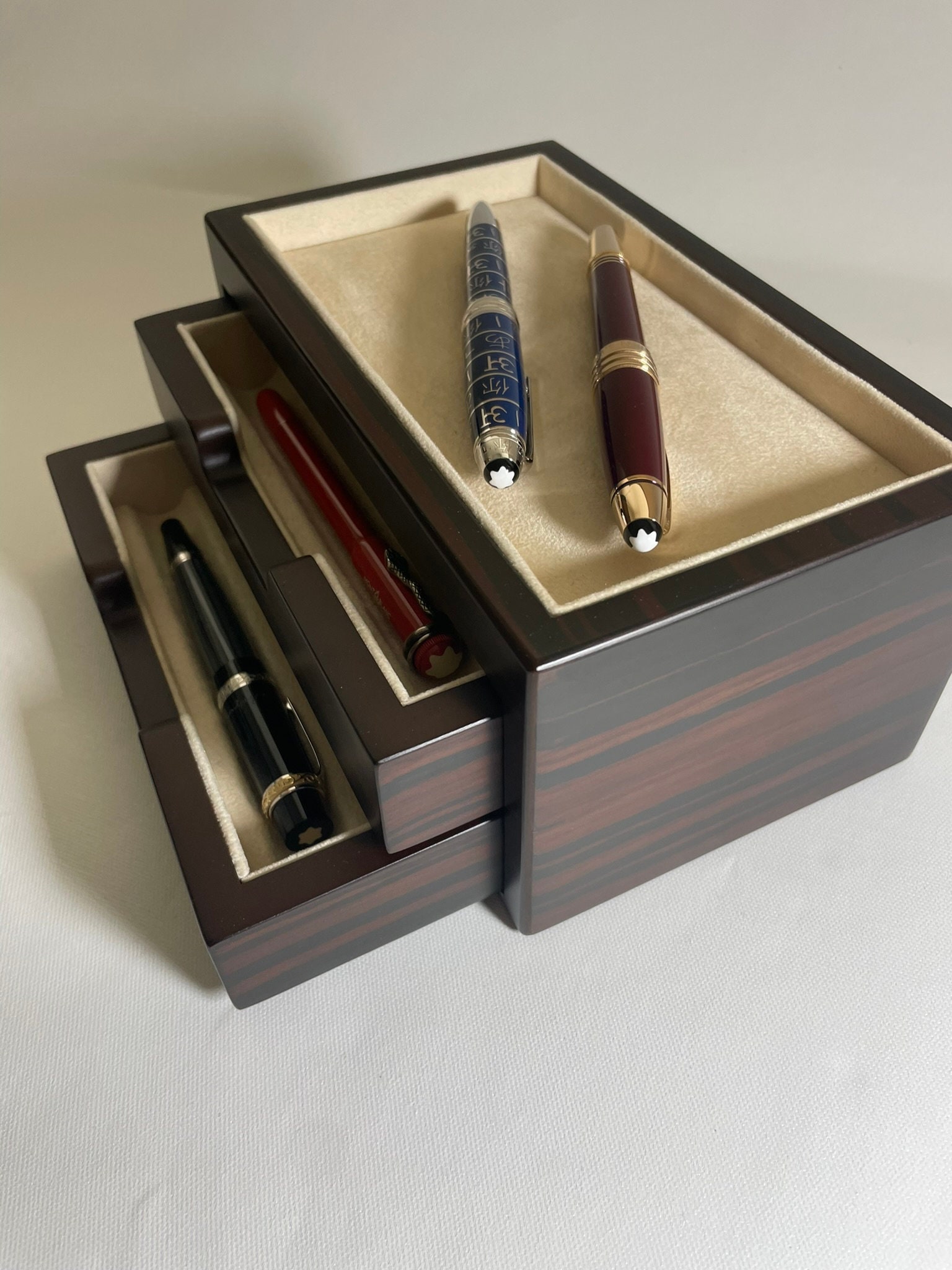 Handcrafted Wooden Pen Box, Ebony and Walnut Pen Boxes, Pencil Holders ...
