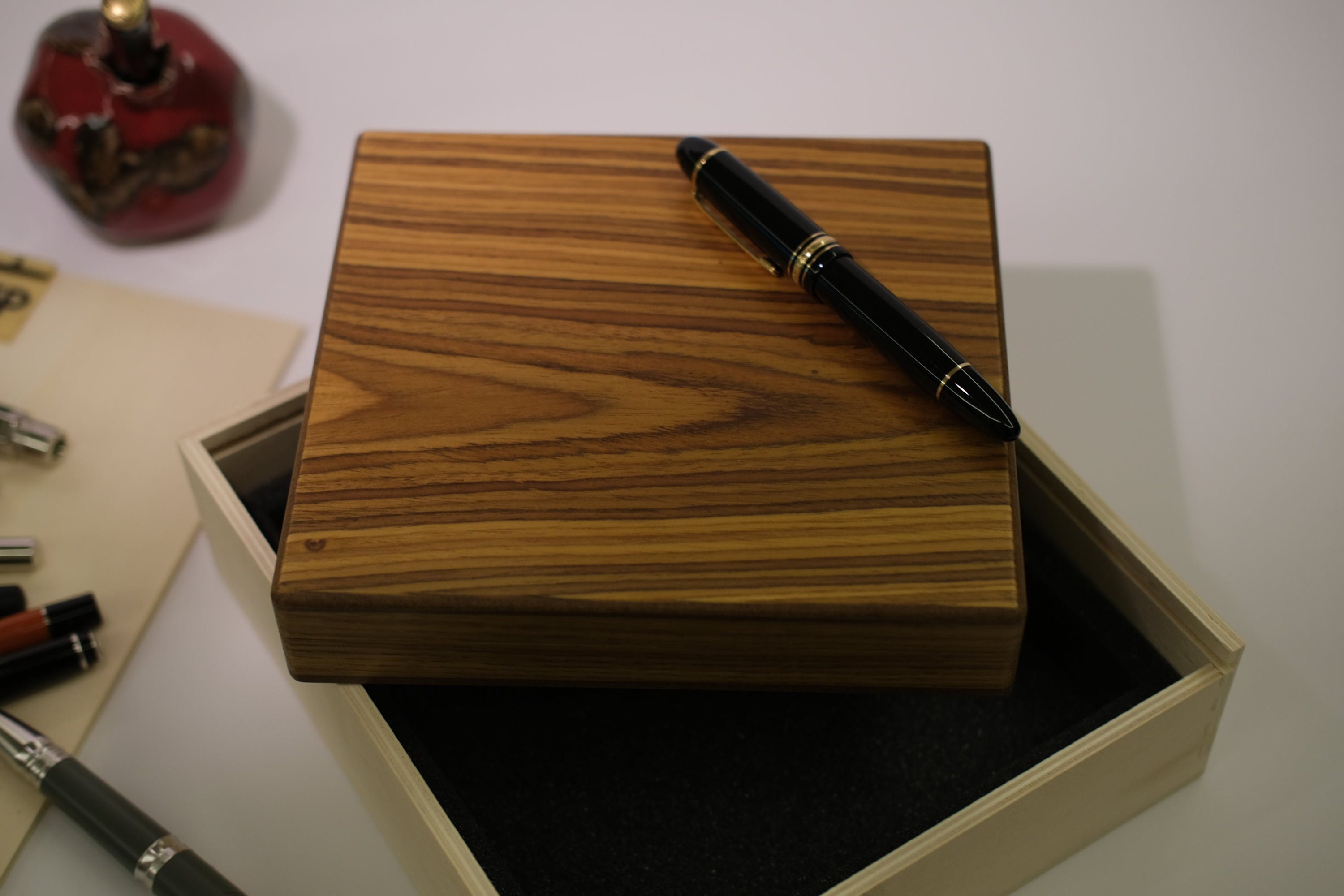 Handcrafted Wooden Pen Box With 6 Compartments and Magnetic Closure - Etsy