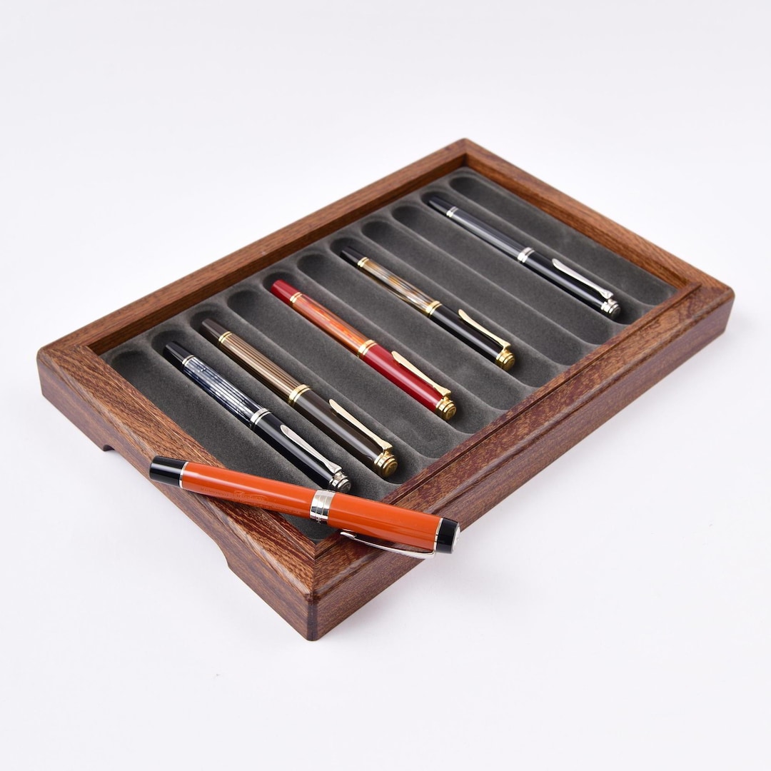 Handcrafted Wooden Pen Box – 11-slot Organizer Tray - Etsy
