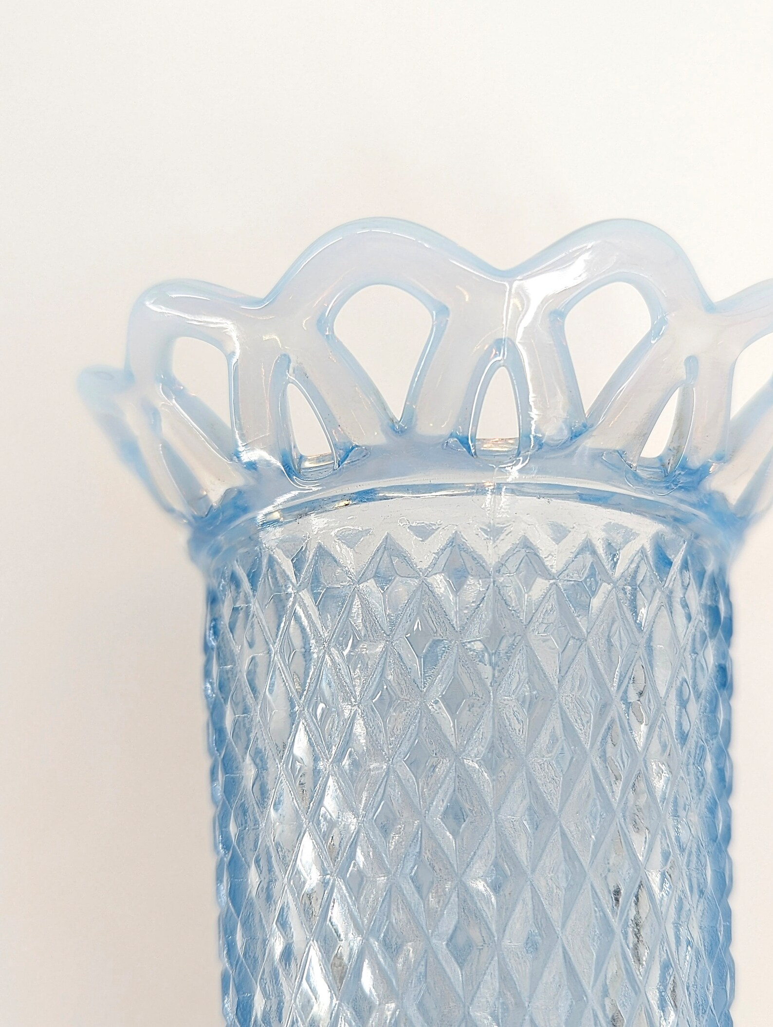 1930s Imperial Glass Katy Blue Lace Edge Vase - Etsy
