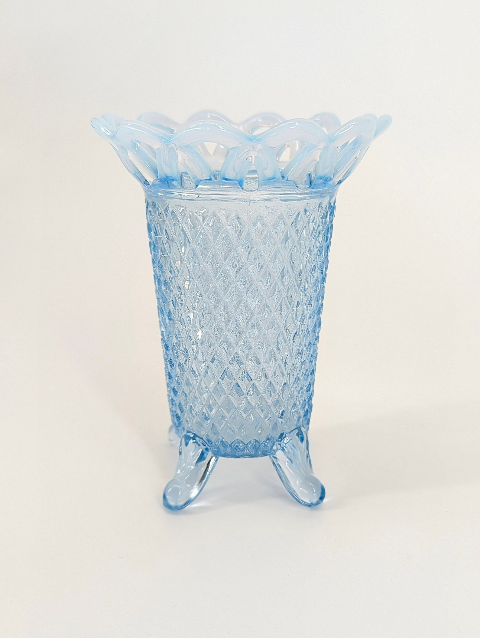 1930s Imperial Glass Katy Blue Lace Edge Vase - Etsy