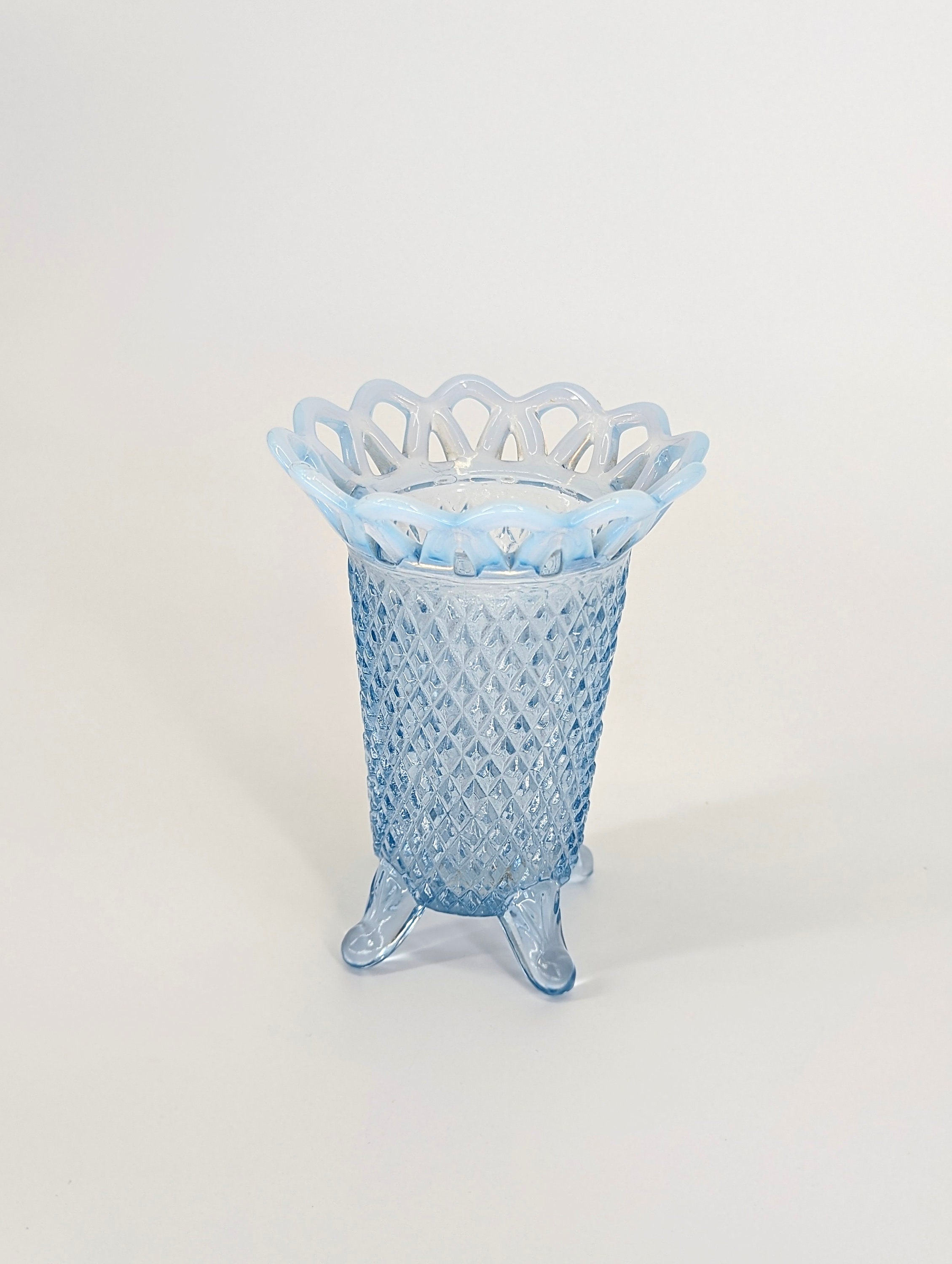 1930s Imperial Glass Katy Blue Lace Edge Vase - Etsy