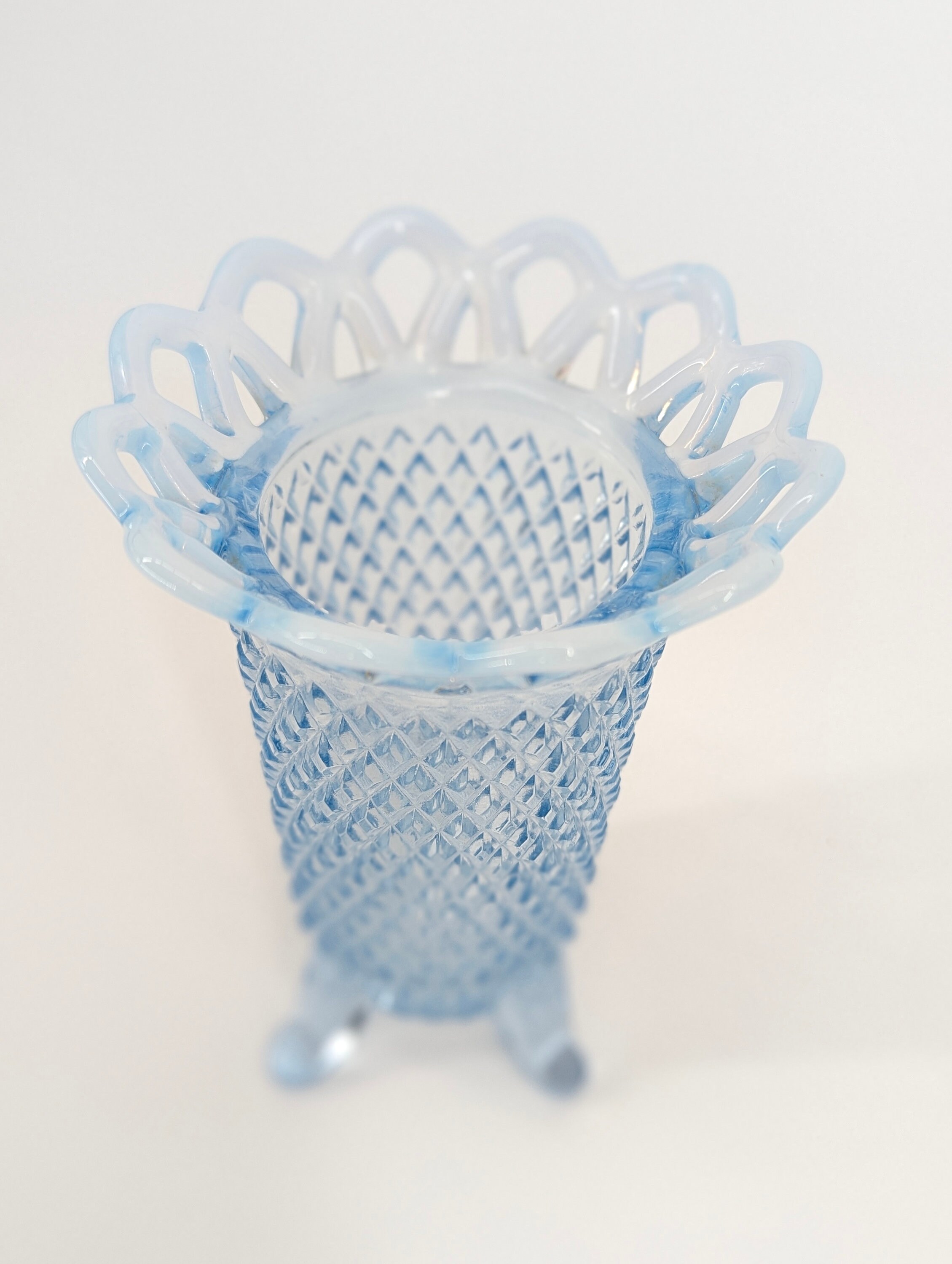 1930s Imperial Glass Katy Blue Lace Edge Vase - Etsy