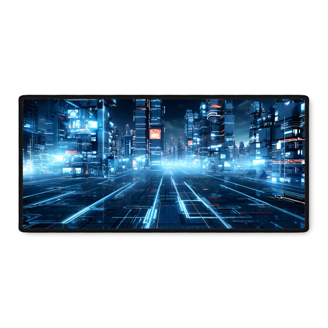 Neon Gaming Desk Mat Cyber Punk Desk Mat Japanese Anime Desk Mat for ...