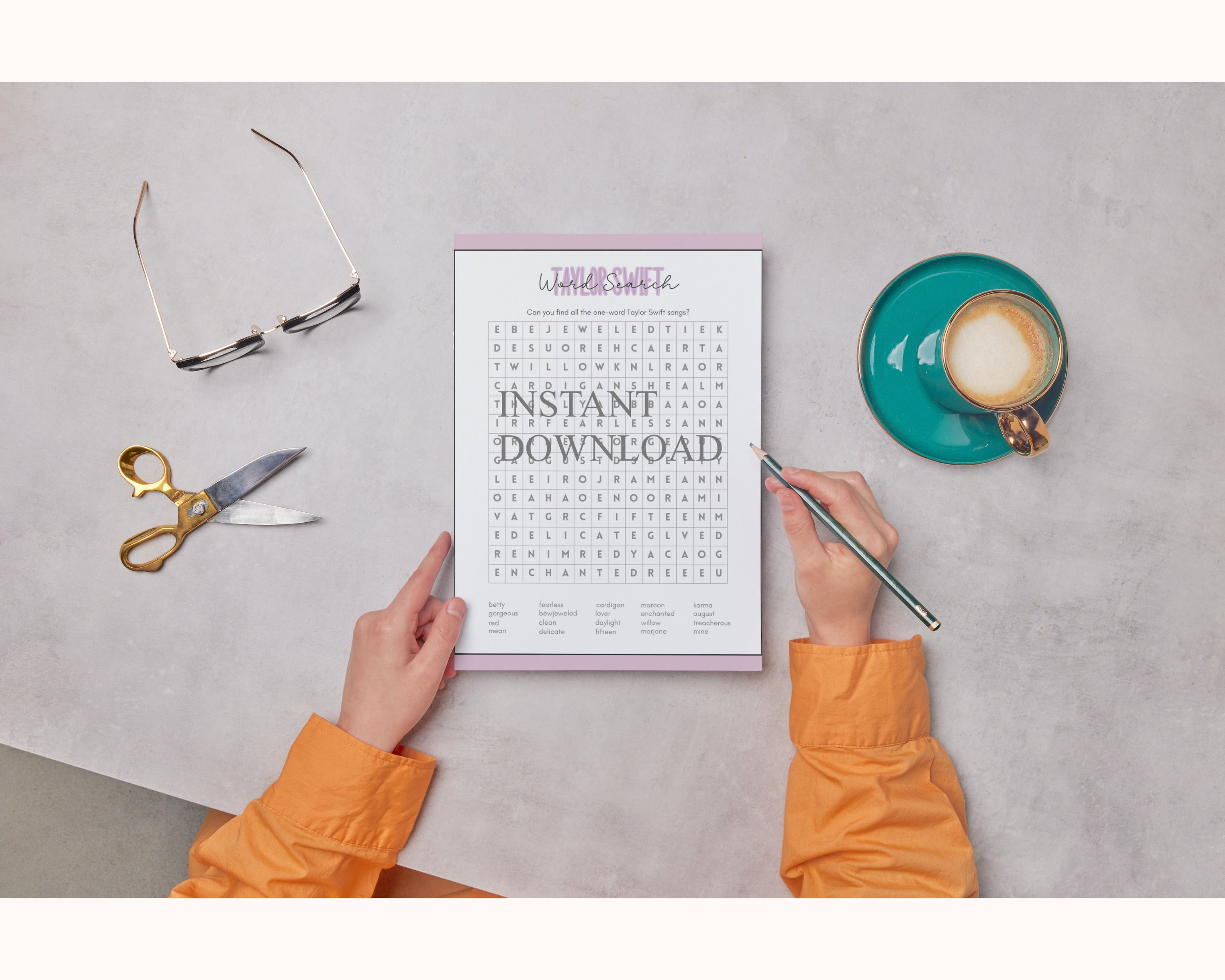 Taylor Swift Word Search, Printable Word Search, Swiftie Songs, Digital ...