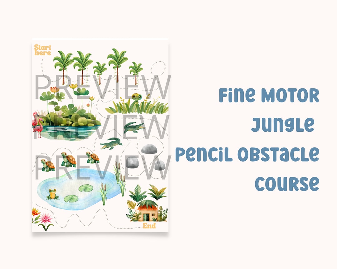 Fine Motor Activity, Jungle-themed, Pencil Obstacle Course ...