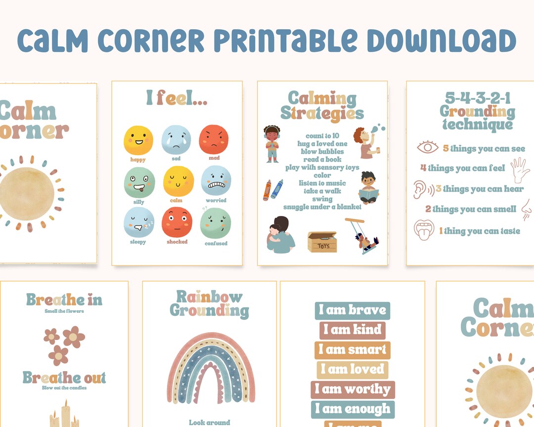 Calm Corner Bundle Digital Download, Kids Decor Wall Art, Feelings ...