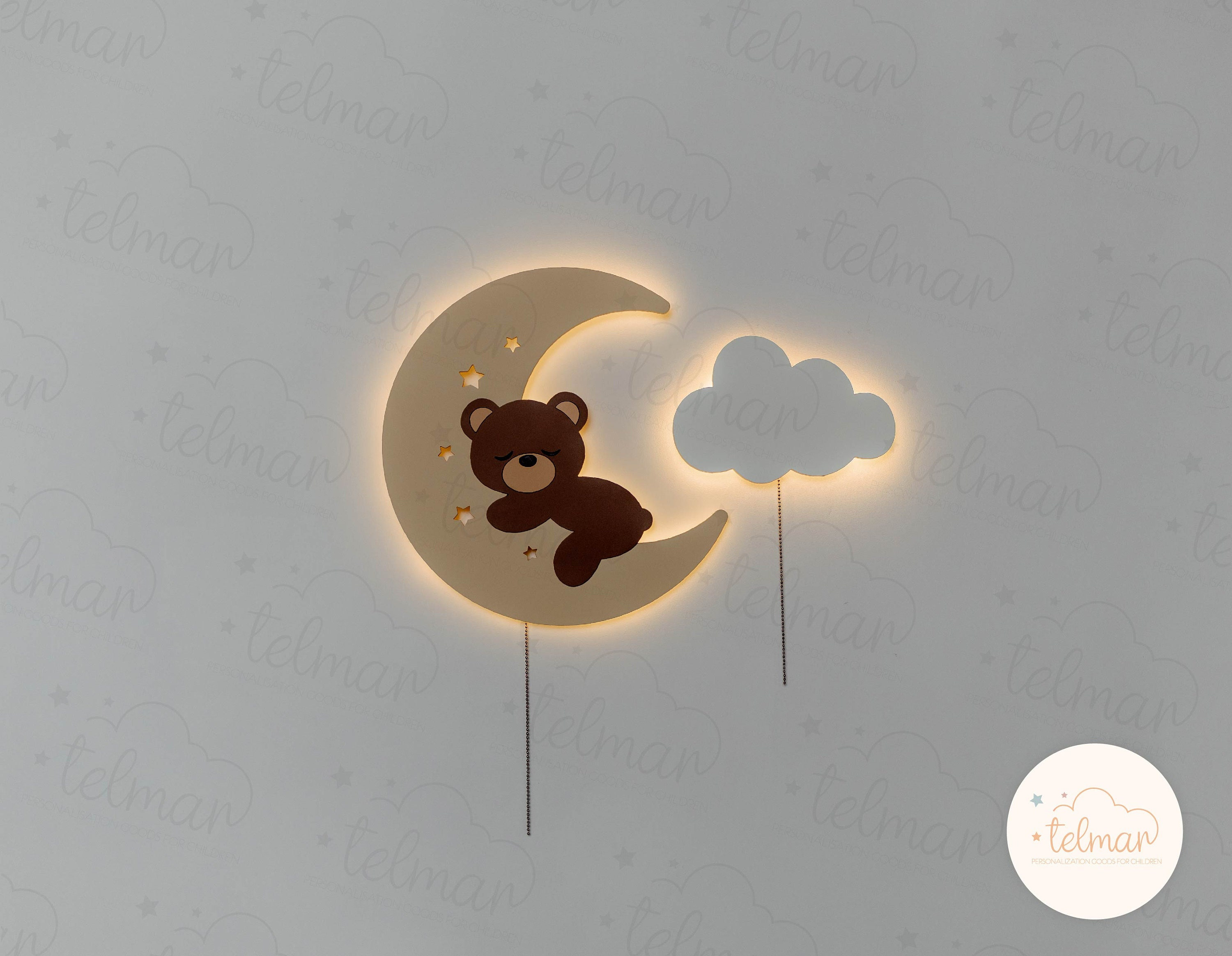 Bear on the Moon Childrens Night Light Children's Room Lighting Bear ...