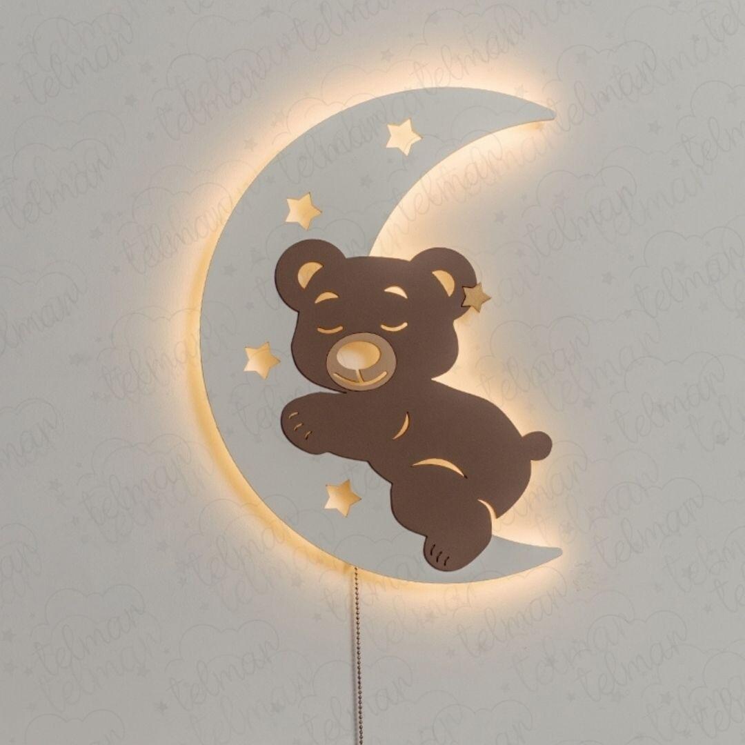 Set of 3 Nursery Wall Lighting, Teddy Light, Bear and Cloud Wall Lamp ...