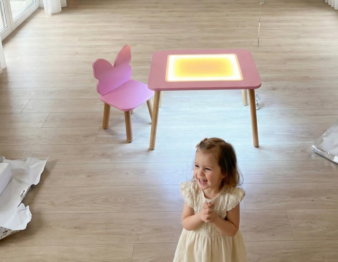 Kids Light Table Sensory Montessori LED Activity Table Wooden Glow ...