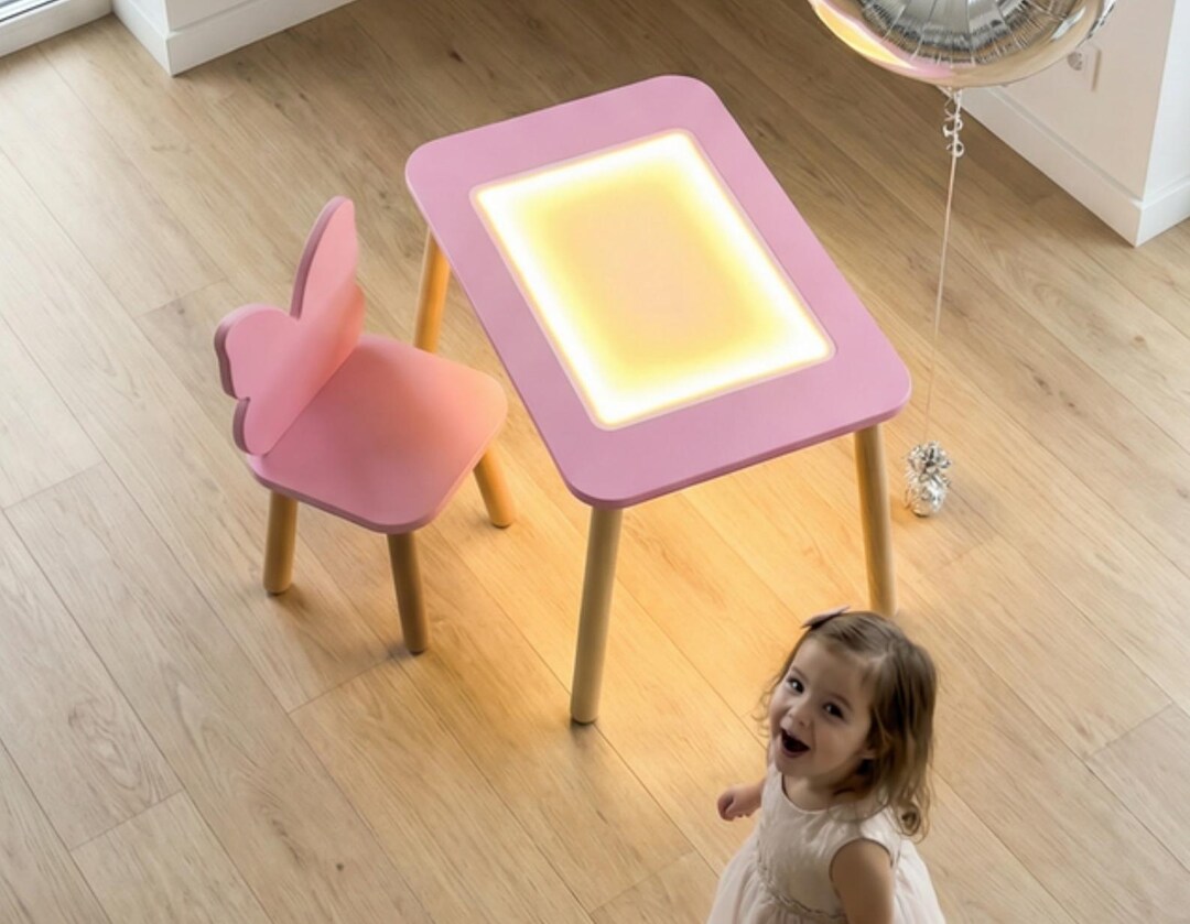 Kids Light Table Sensory Montessori LED Activity Table Wooden Glow ...