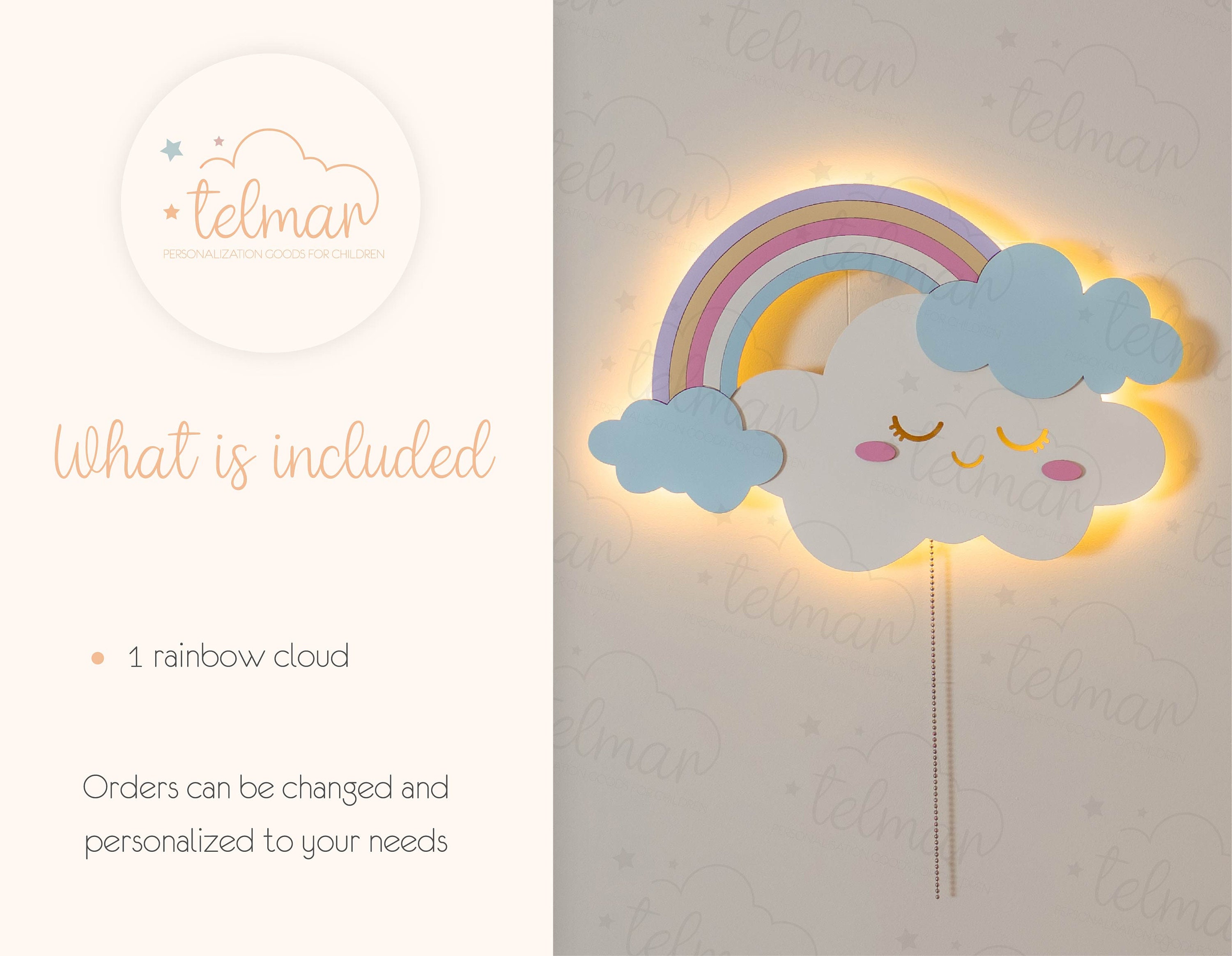 Rainbow Wall Light Led, Nursery Lamp, Kids Wall Light, Lamp Shade ...