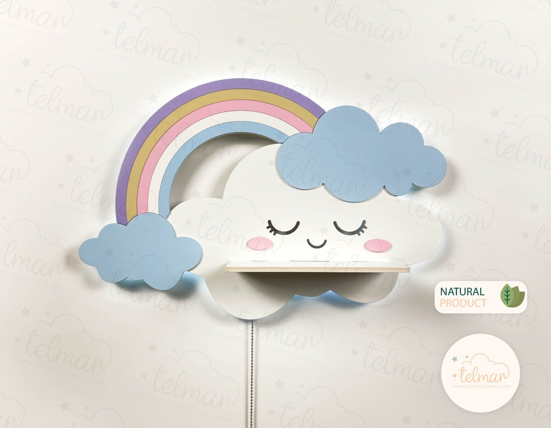 Wall Shelf Cloud With Lighting, Shelves for Children's Rooms, Shelves ...
