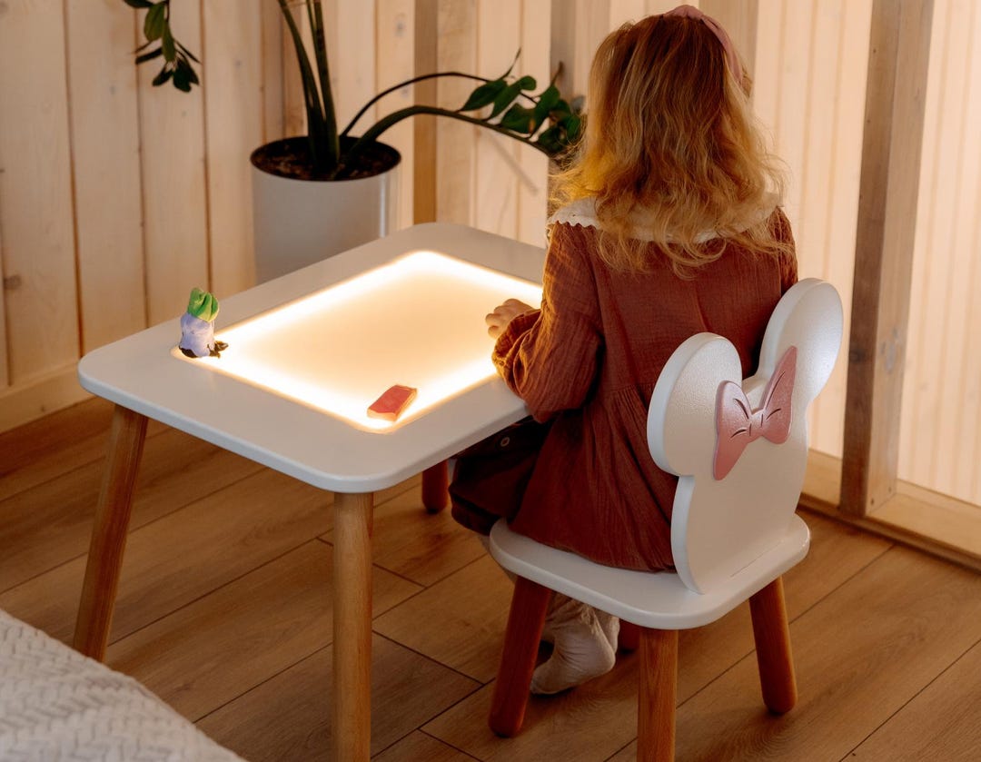 Kids Light Table Montessori | Wooden Sensory Table With LED Light ...
