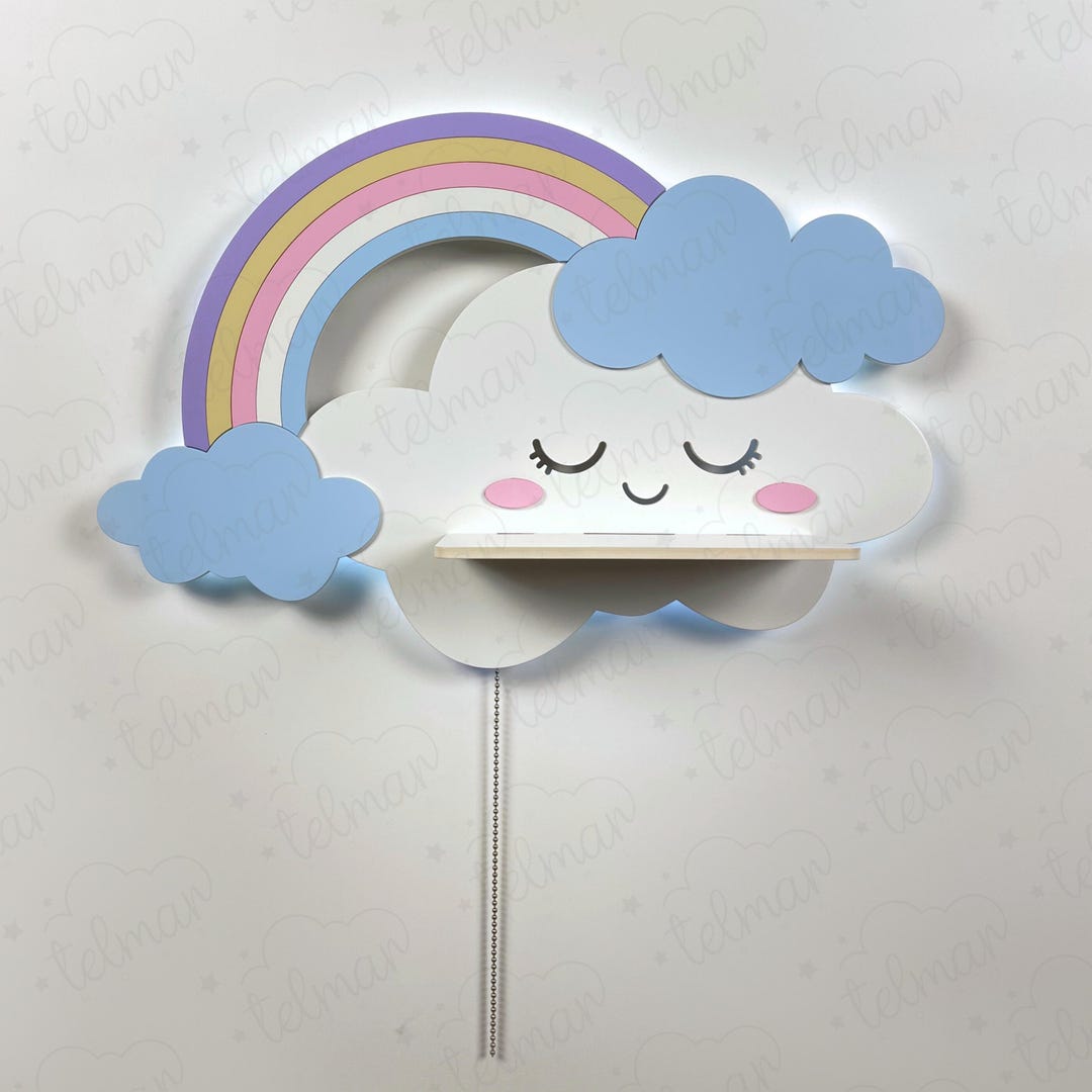 Wall Shelf Cloud With Lighting, Shelves for Children's Rooms, Shelves ...