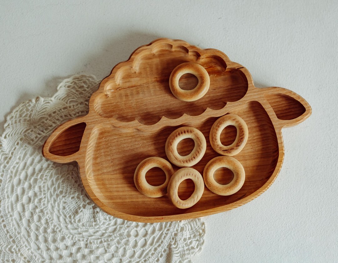 Wooden Baby Plate – Personalized Sheep Plate for Toddlers, Eco Kids ...