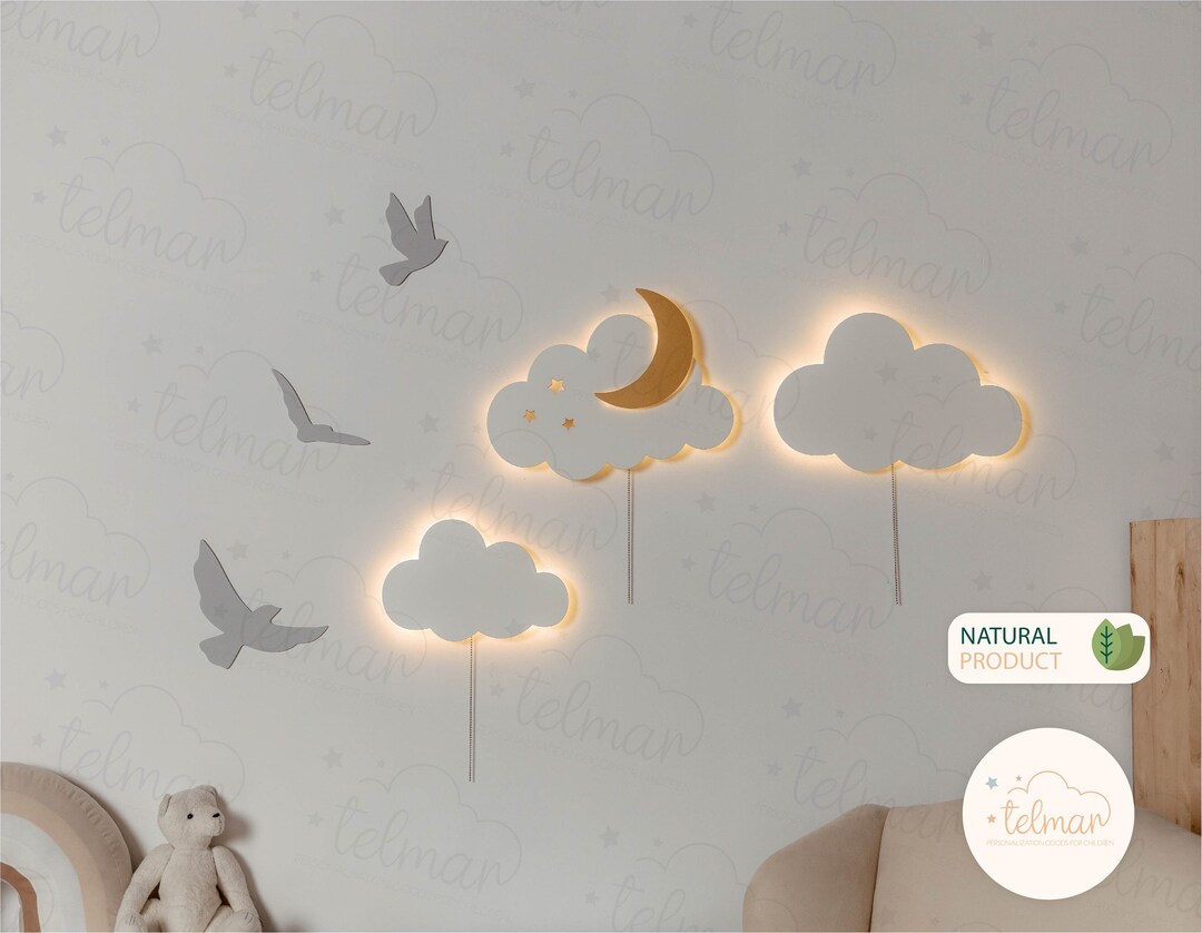 Cloud Nursery Wall Light, Light, Balloon Night Light, Baby Room Decor ...