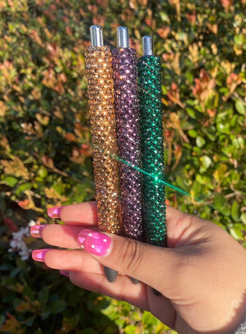 Rhinestone Pen | Solid Color | Black Gel Ink - Etsy