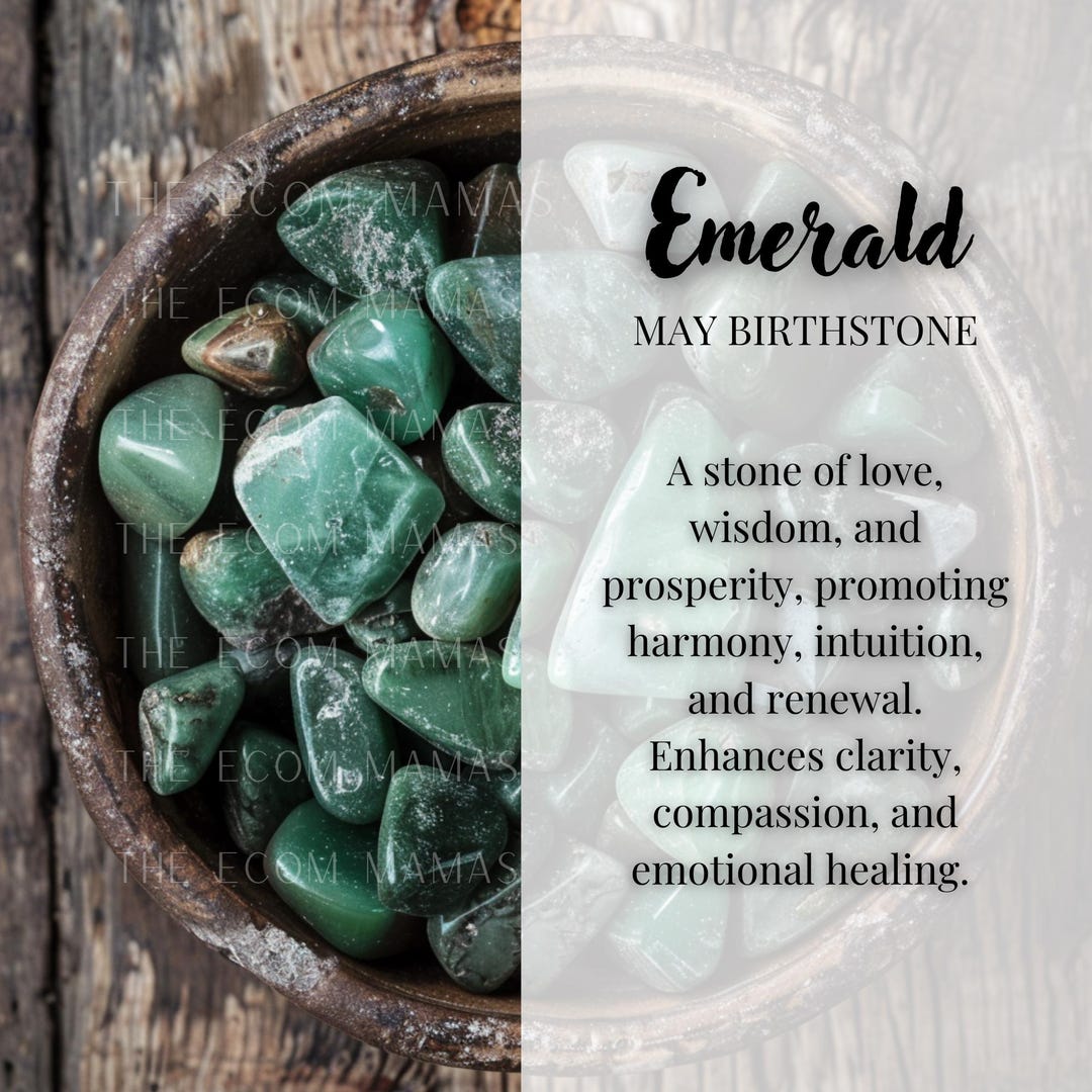 May Emerald Birthstone Chart Infographics for Etsy Photo Listing, 14 ...