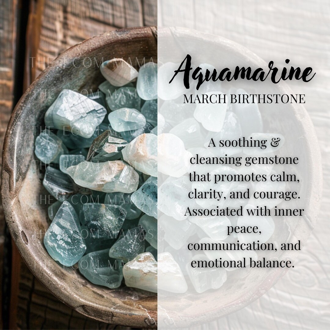 Aquamarine Birthstone Chart Infographics, Done for You Info Card for 12 ...
