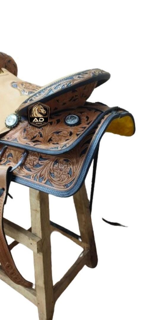 Handmade Horse Saddles Wade Tree A Fork Roping Ranch Work Leather With ...