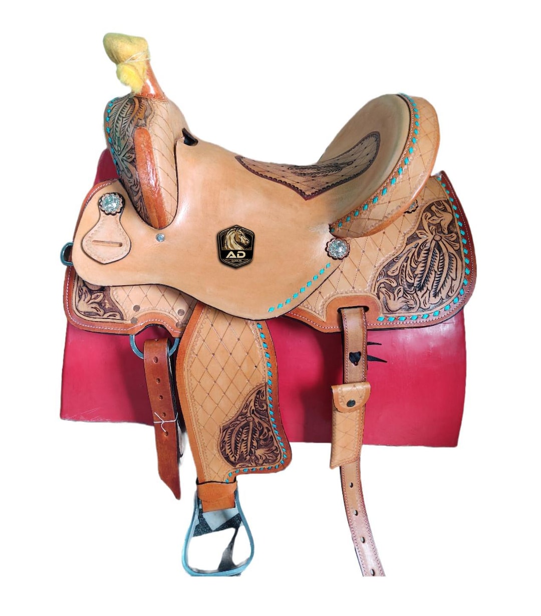 Western Barrel Racing Racer Pleasure Trail Horse Leather Saddle Hand ...