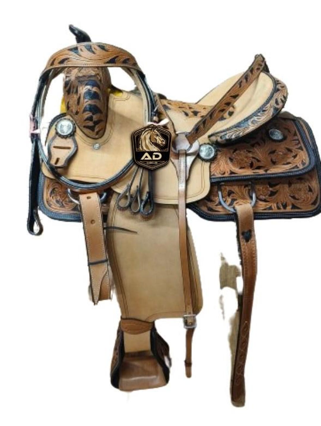Handmade Horse Saddles Wade Tree A Fork Roping Ranch Work Leather With ...