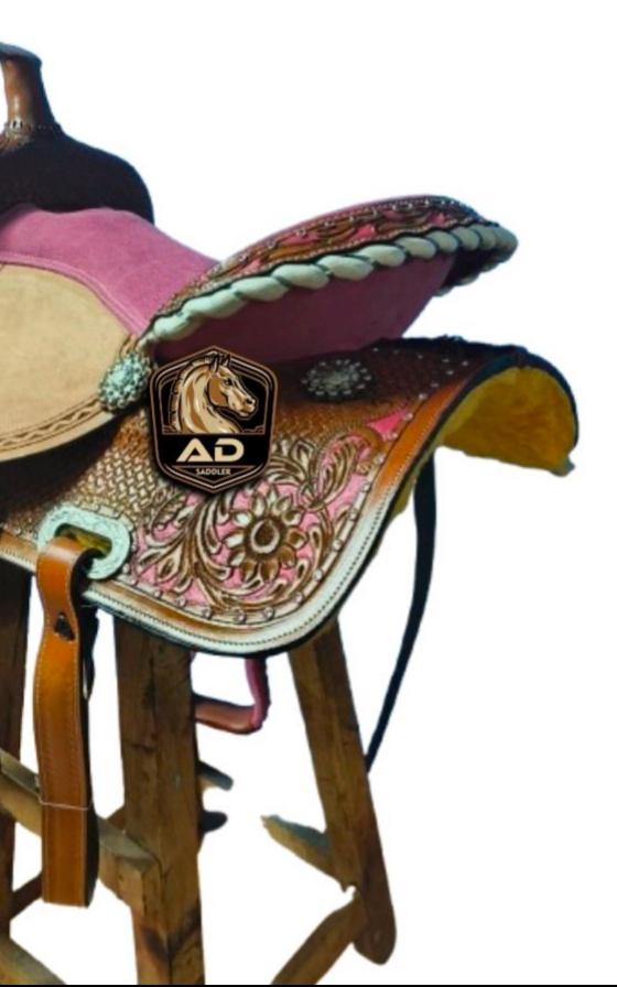 Western Barrel Racing Rough Out Pink Seat Horse Saddles Premium Leather ...