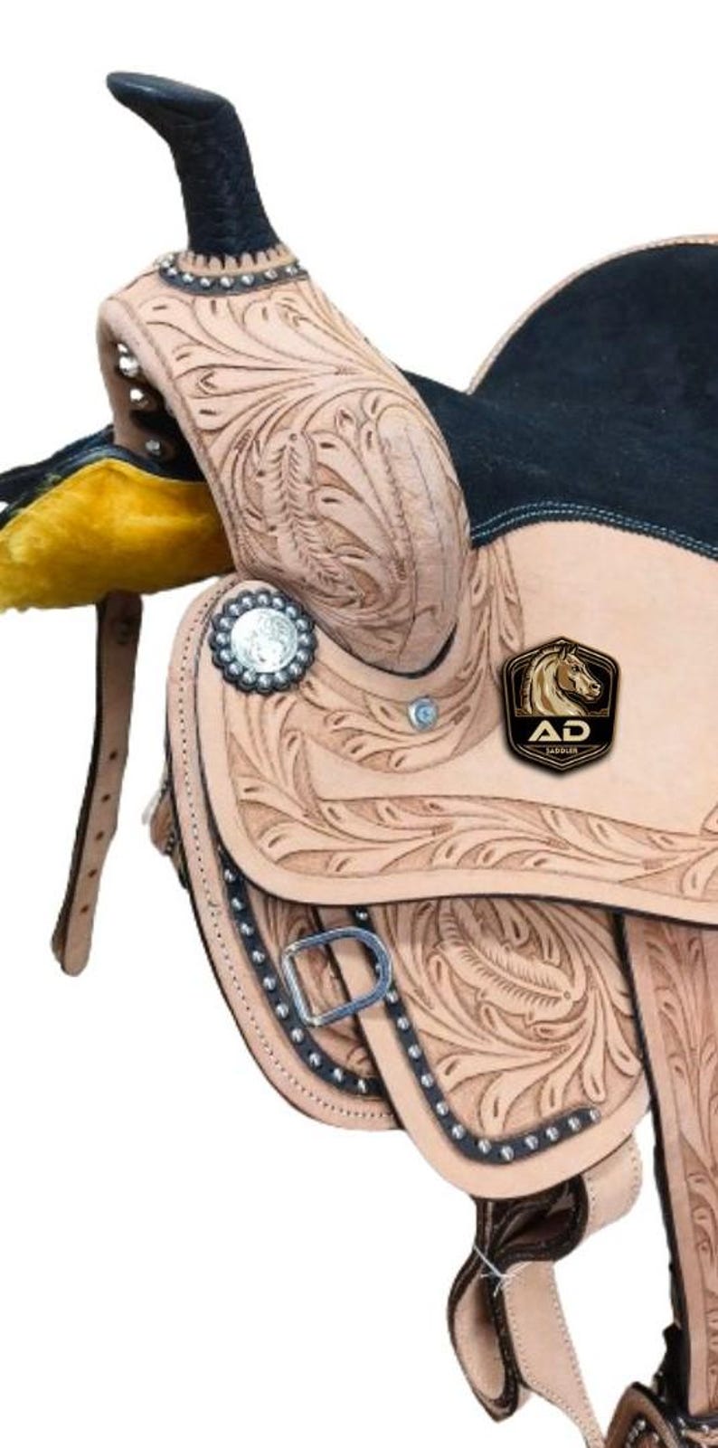 Western Barrel Racing Handmade Leather Horse Saddle With Deep Padded ...